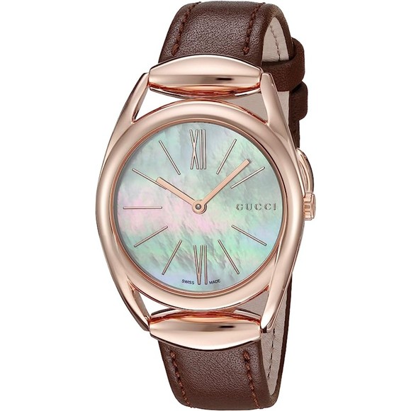 Gucci | Accessories | Gucci Womens Horsebit Rose Gold Brown Leather ...